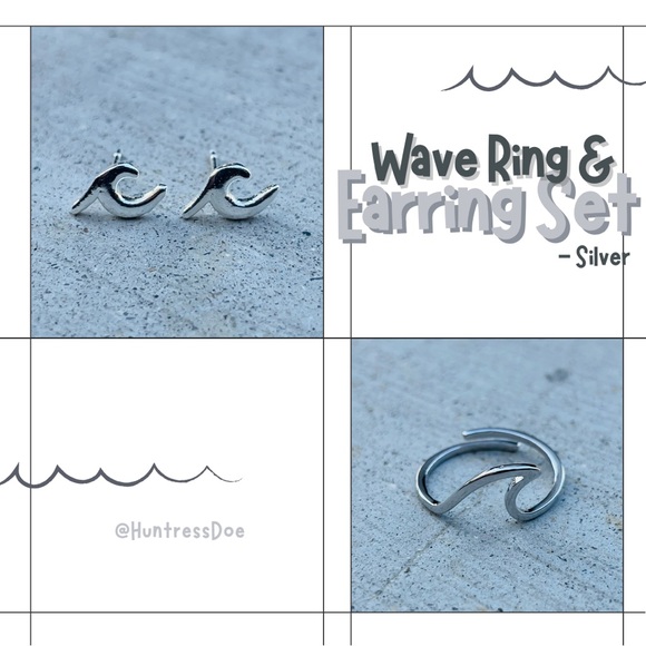 Jewelry | Wave Ring Earring Set Silver | Poshmark